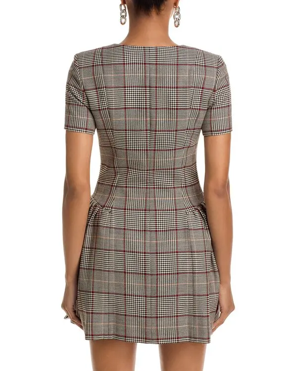 SELF-PORTRAIT Check Short Sleeved Mini Dress