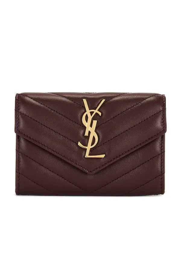 Saint Laurent Small Envelope Wallet In Wine - Hot Wine