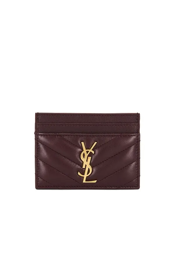 Saint Laurent Credit Card Case In Wine - Hot Wine