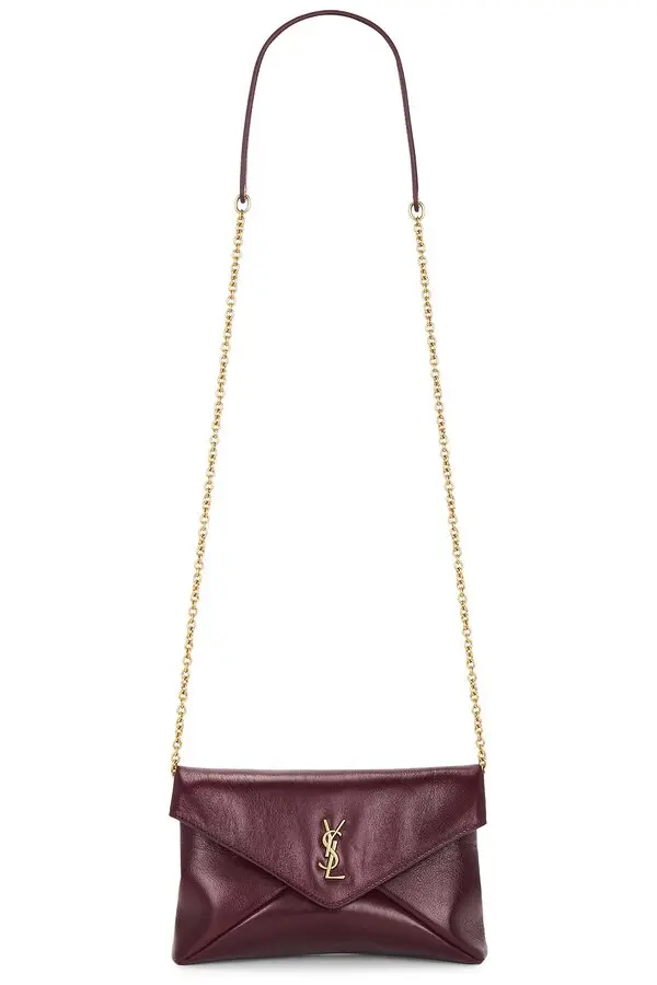 Saint Laurent Small Pouch On Chain - Dark Ruby