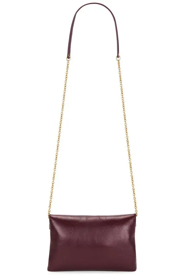 Saint Laurent Small Pouch On Chain - Dark Ruby
