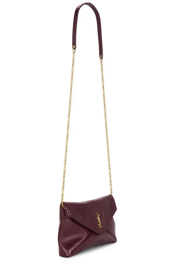 Saint Laurent Small Pouch On Chain - Dark Ruby