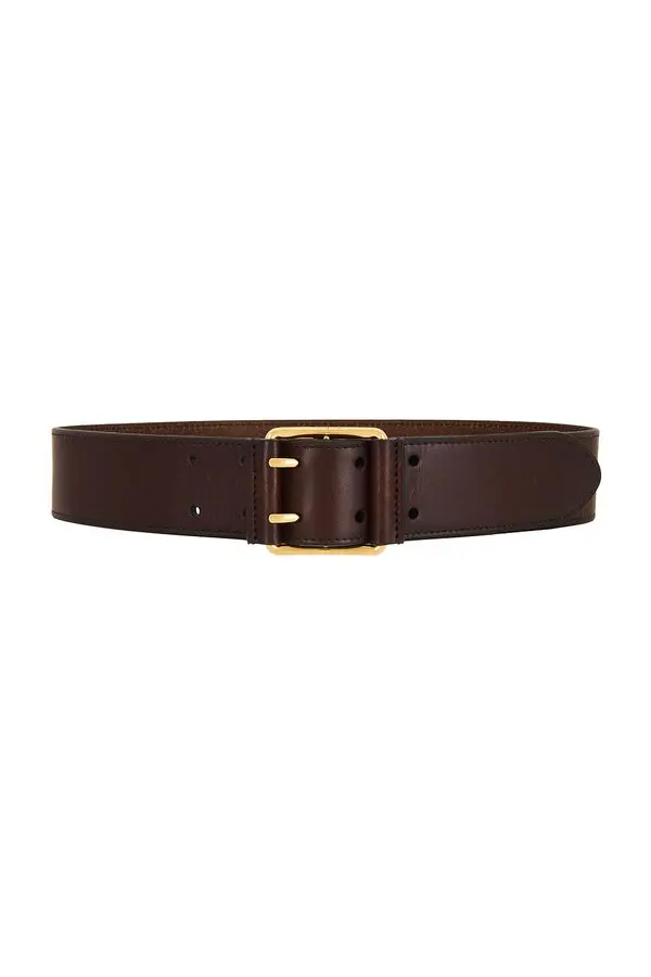 Saint Laurent Large Motorcycle Belt - Burnt Chocolate