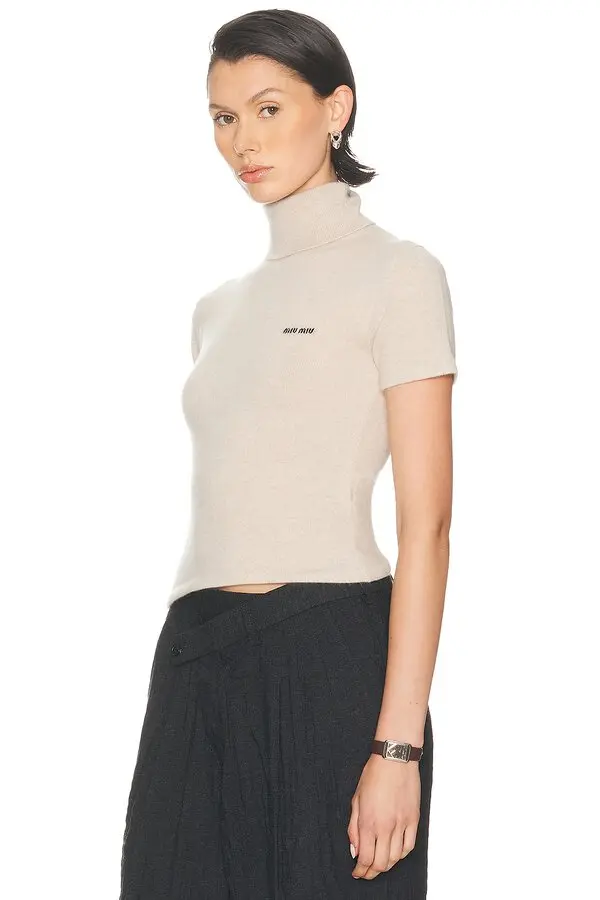 Miu Miu Turtleneck Short Sleeve Top