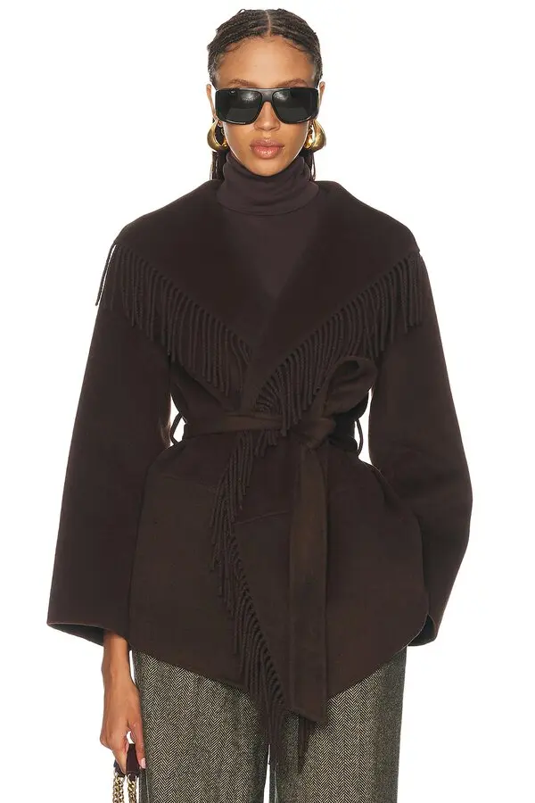 Simkhai Rowen Fringe Jacket - Chocolate