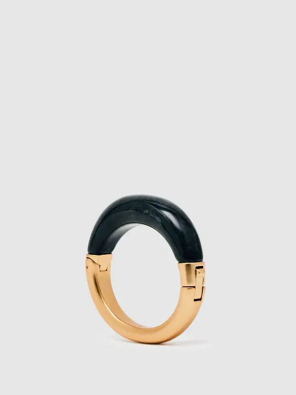 REISS Salma Tone Scoop Enamel Hinged Bangle - Gold