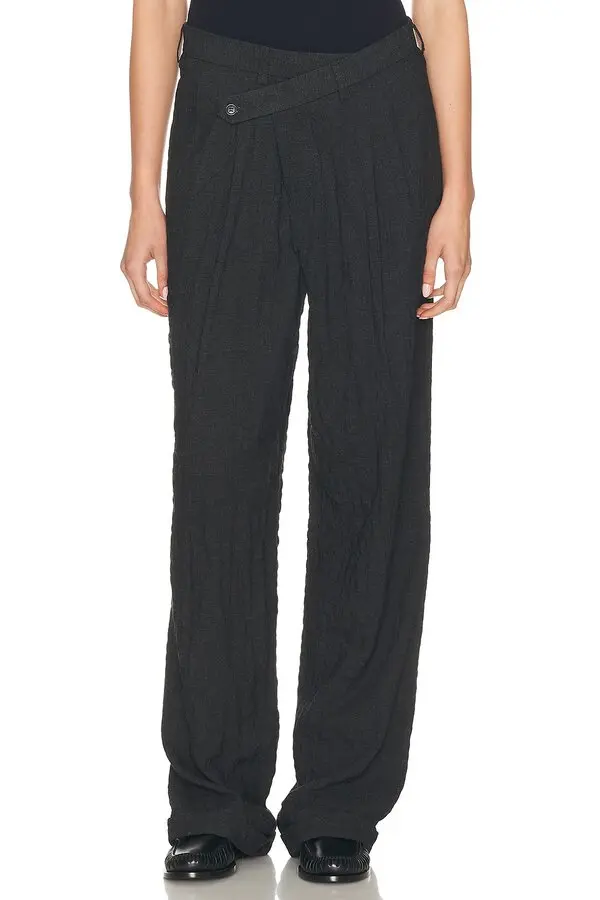 R13 Triple Pleat Crossover Trouser - Charcoal