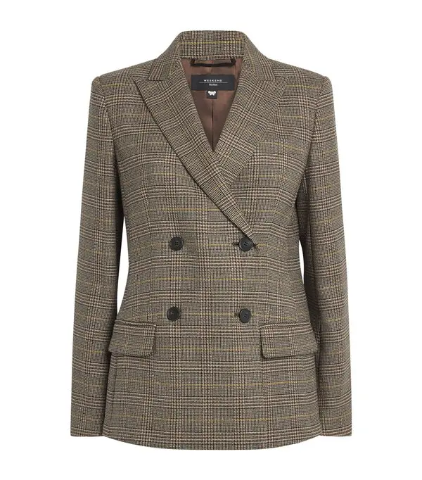 Max Mara Wool Check Double-breasted Blazer
