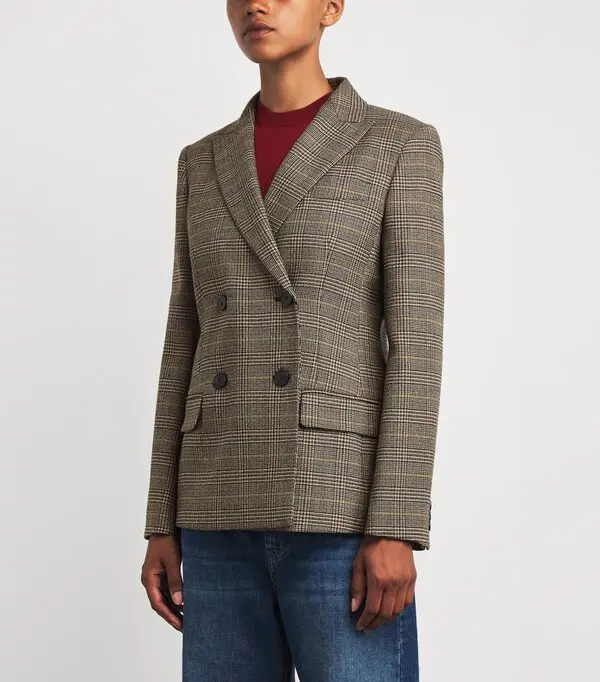 Max Mara Wool Check Double-breasted Blazer