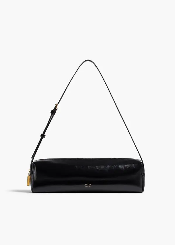 Khaite Kye Crackle Patent Leather Shoulder Bag - Black