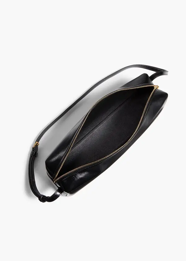 Khaite Kye Crackle Patent Leather Shoulder Bag - Black