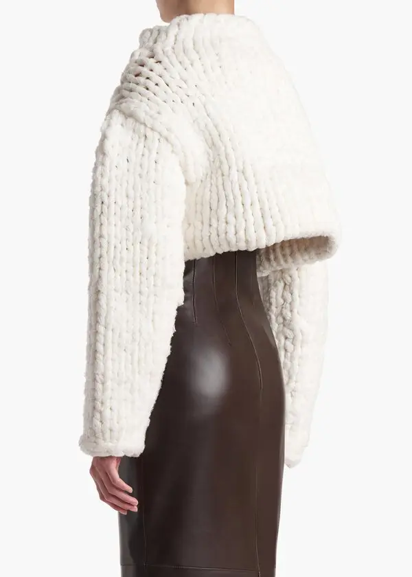 Khaite Ninel Cropped Silk Chain Sweater - Glaze