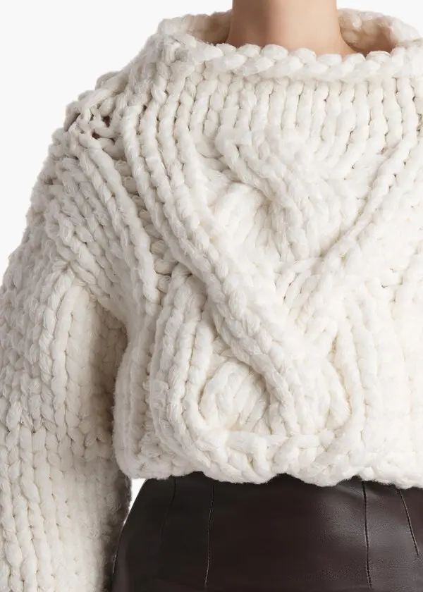 Khaite Ninel Cropped Silk Chain Sweater - Glaze
