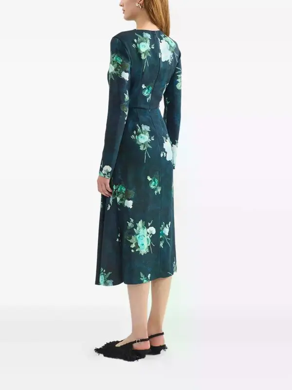 Erdem Floral Draped Midi Dress