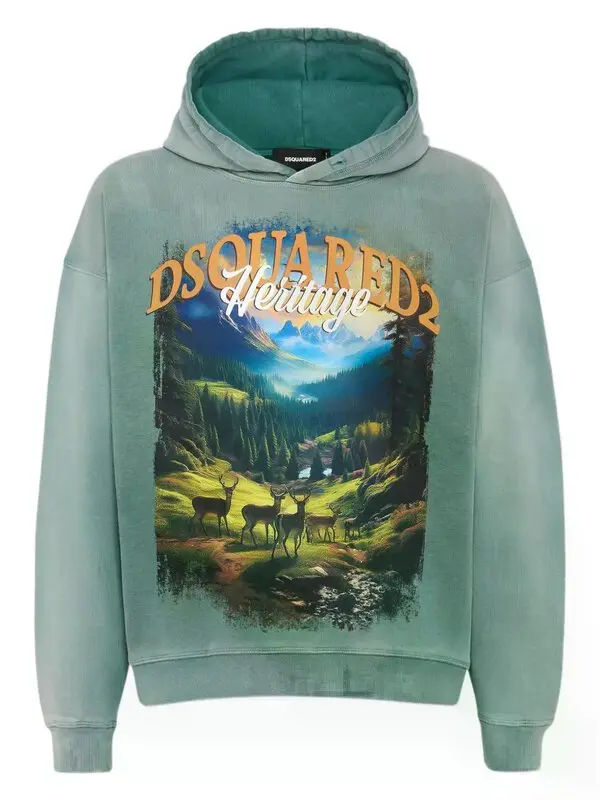 Dsquared2 Printed Hoodie - Green