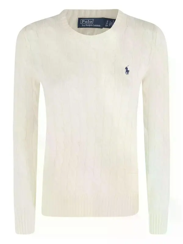 Polo Ralph Lauren Embroidered-logo Cable-knit Sweater - White