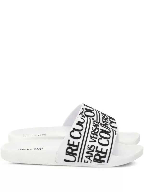 Versace Logo-band Slides - White