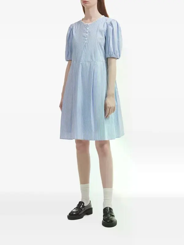 B+AB Puff-sleeve Striped Mini Dress