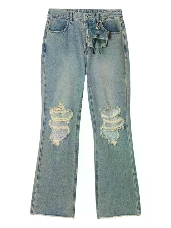 MUSIUM DIV. Lace-insert Frayed Jeans