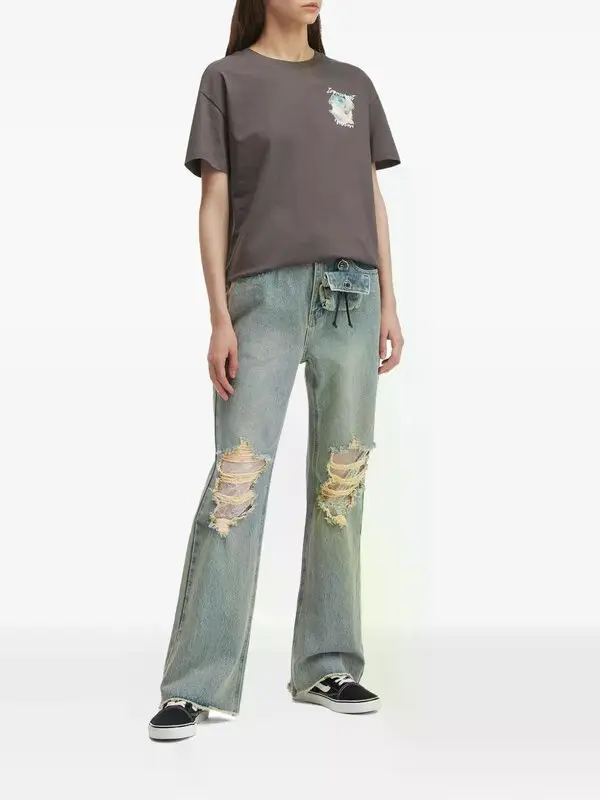 MUSIUM DIV. Lace-insert Frayed Jeans