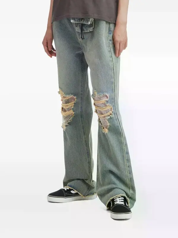MUSIUM DIV. Lace-insert Frayed Jeans