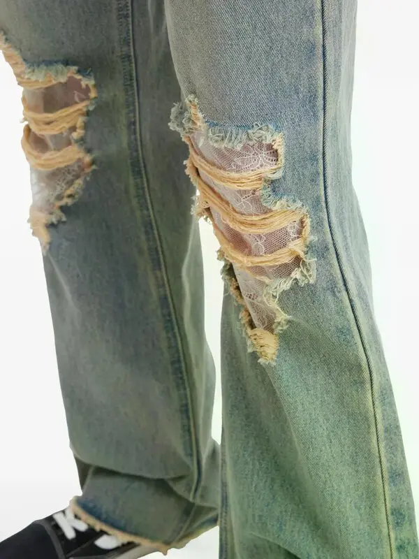 MUSIUM DIV. Lace-insert Frayed Jeans