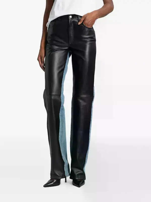 HAIKURE Leather Panel High-rise Jeans
