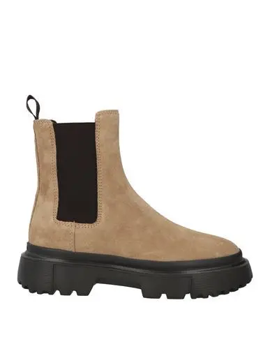 Hogan Suede Ankle Boots With Square Heel - Sand