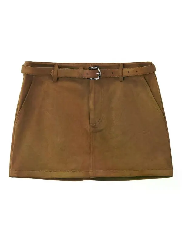 B+AB Belted Pocket Mini Skirt - Brown