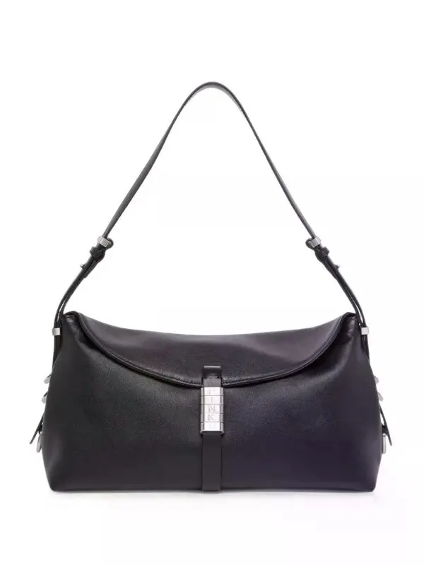 Pinko Medium Leather Saddle Shoulder Bag - Black