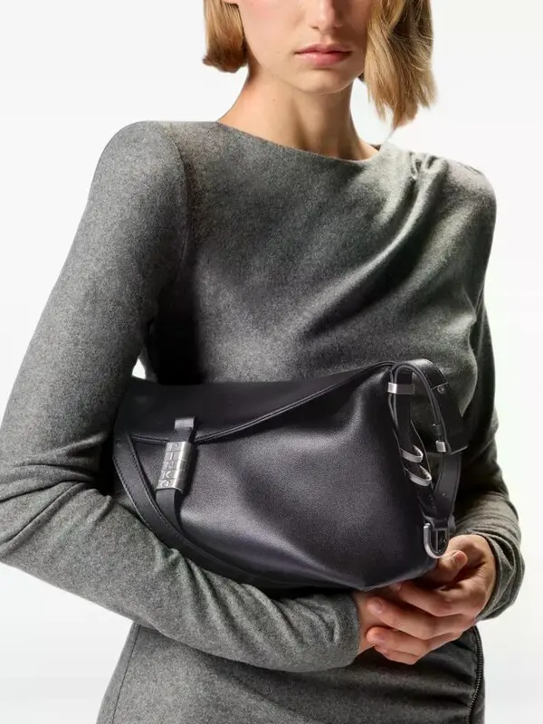 Pinko Medium Leather Saddle Shoulder Bag - Black