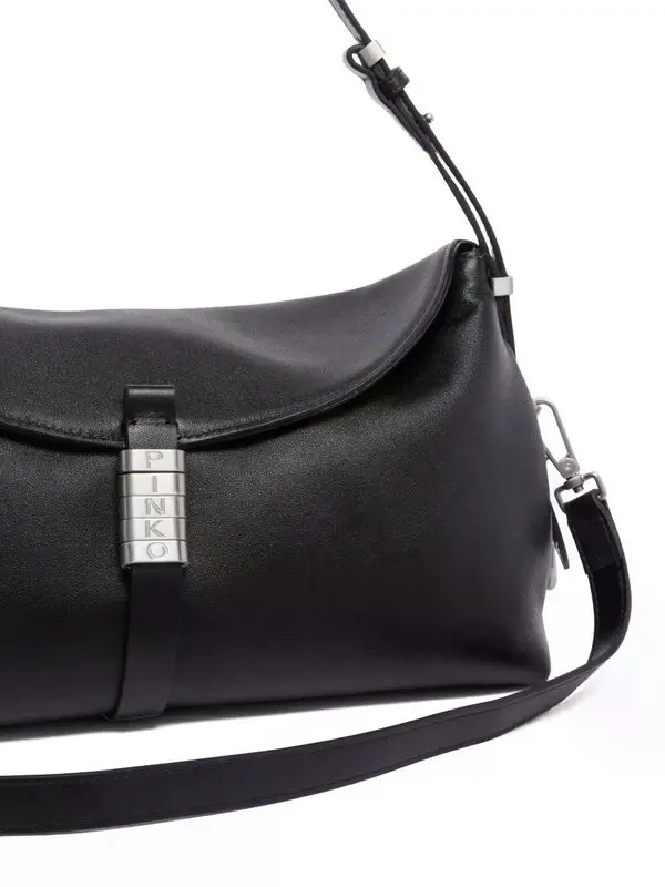 Pinko Medium Leather Saddle Shoulder Bag - Black