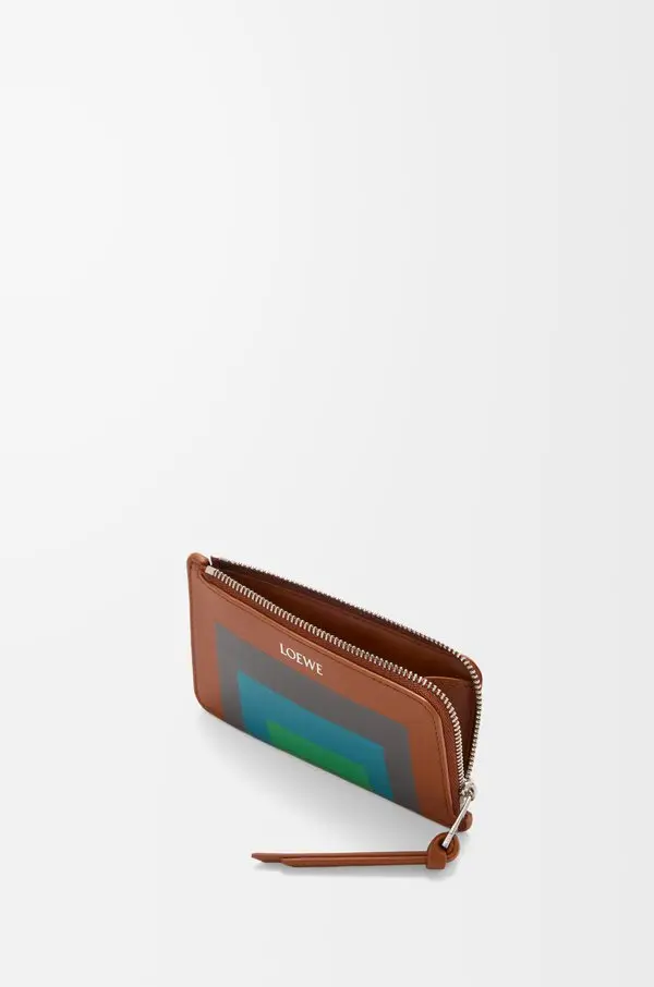 Loewe Coin Cardholder In Nappa Leather Skin - Caramel/bright Green