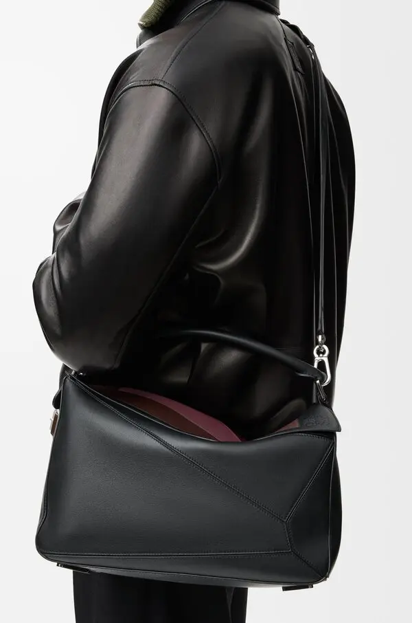 Loewe Large Puzzle Bag - Black/burgundy
