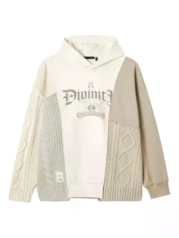 FIVE CM Cable-knit Patchwork Hoodie