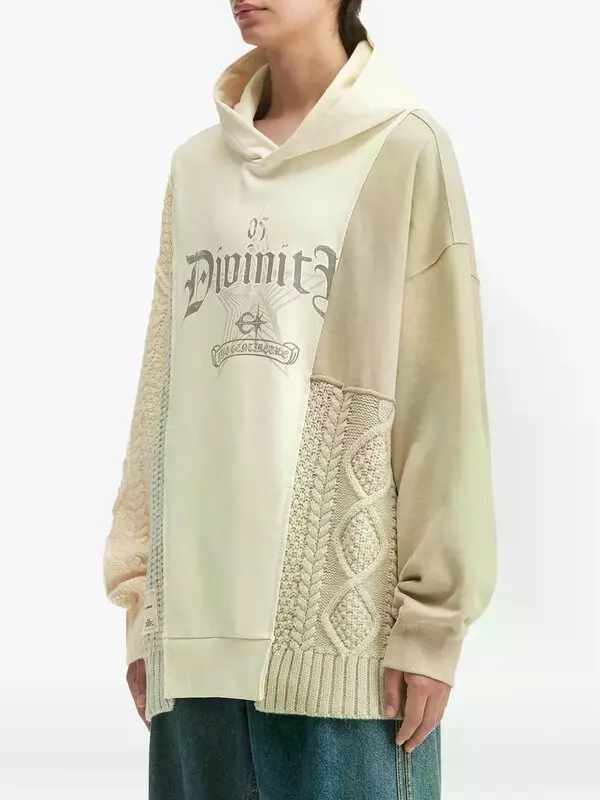 FIVE CM Cable-knit Patchwork Hoodie