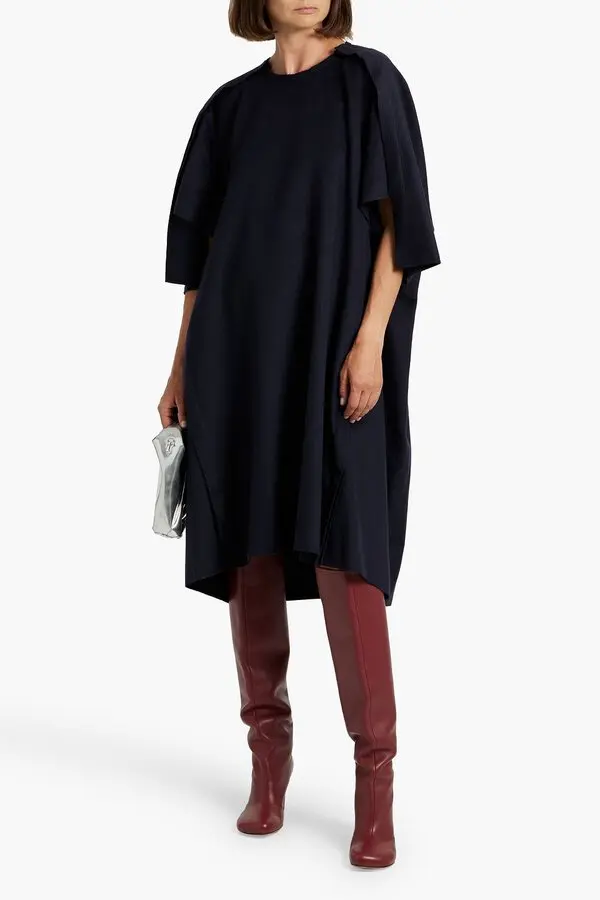 MAISON MARGIELA Draped Wool-felt Midi Dress