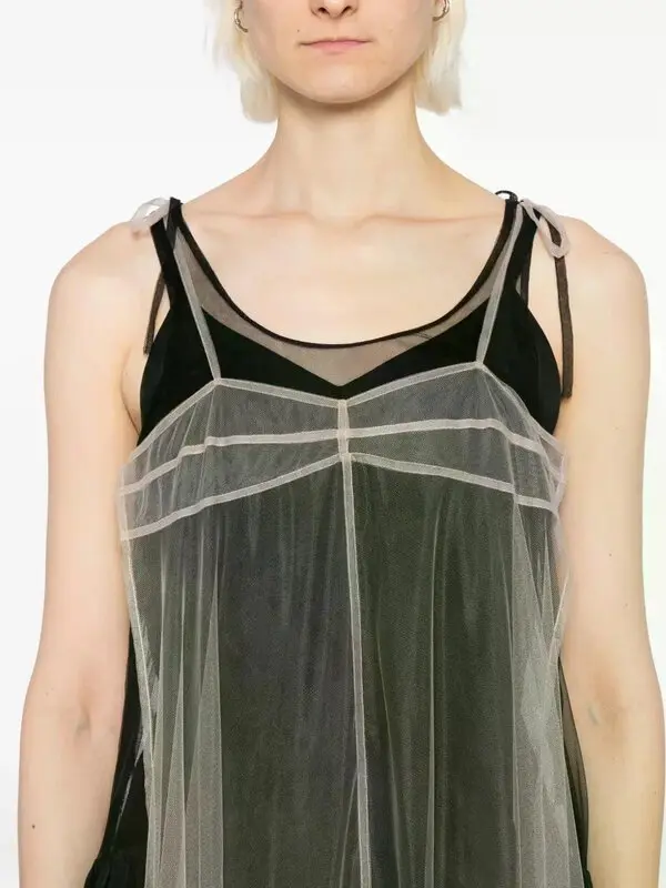 QUETSCHE Semi-sheer Layered Dress