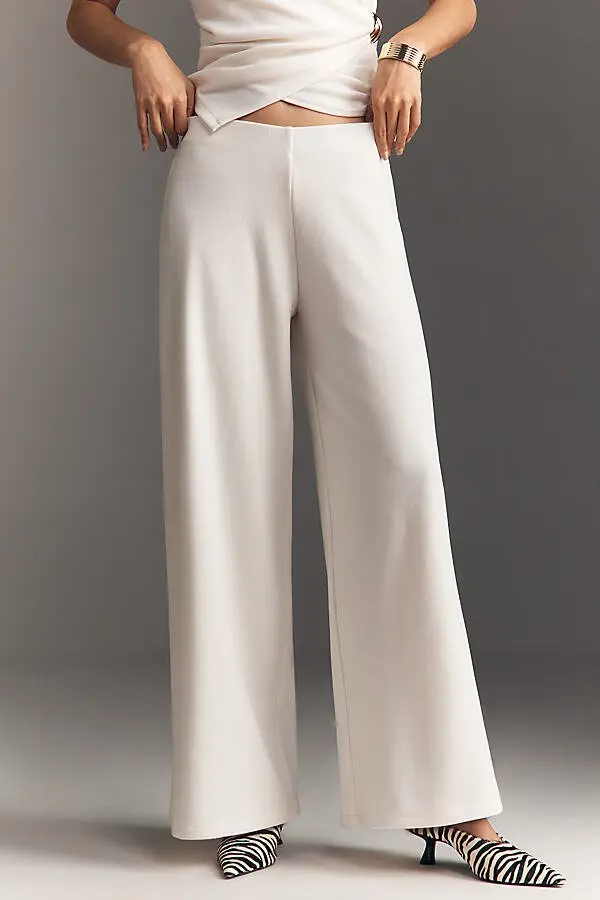 Maeve Knit Wide-leg Pull-on Pants - Ivory