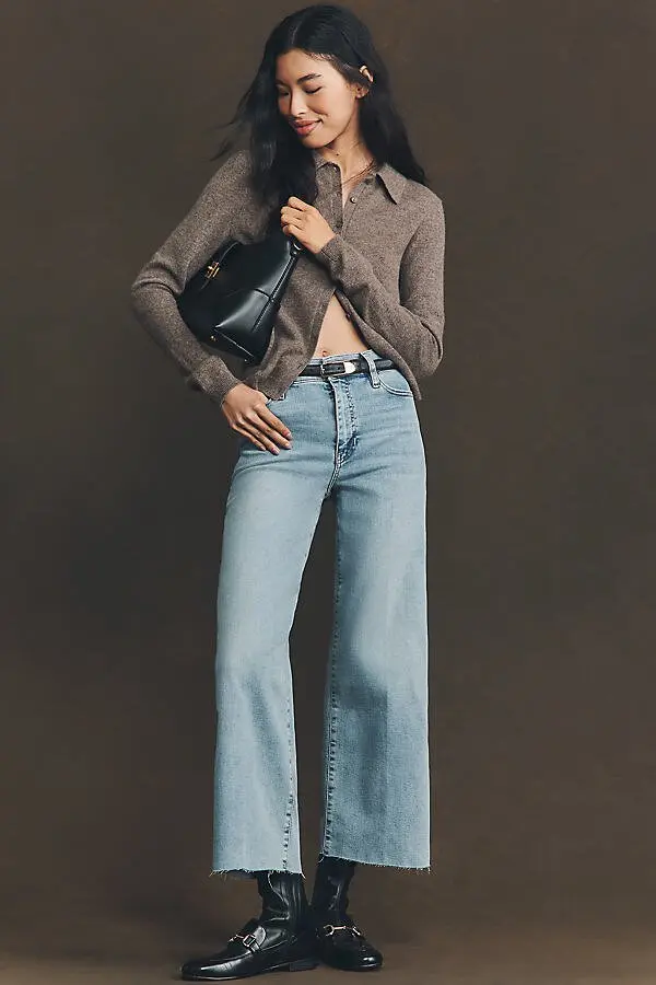 FRAME Le Slim Palazzo High-rise Crop Wide-leg Jeans - Springs Raw After