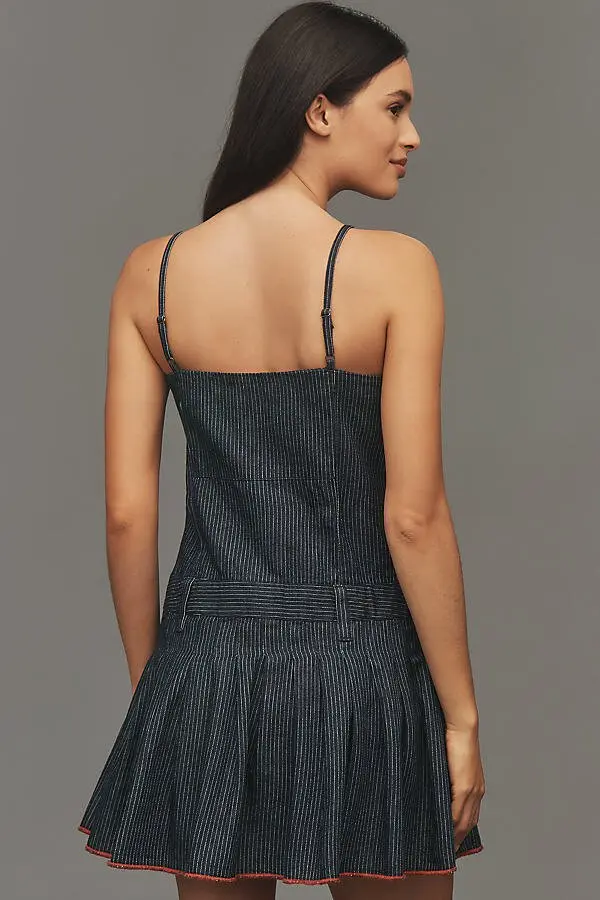 PILCRO Pleated Denim Romper
