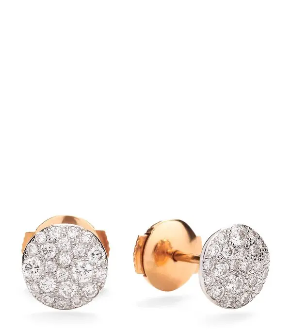 Pomellato Rose Gold And Diamond Sabbia Stud Earrings - White