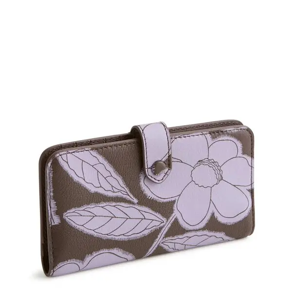 VERA BRADLEY Tab Wallet In Applique Floral Coffee Bean - Purple