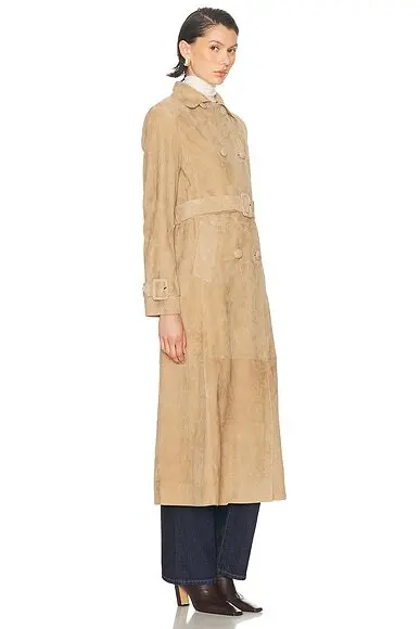 Nour Hammour Tailored Suede Trench Coat