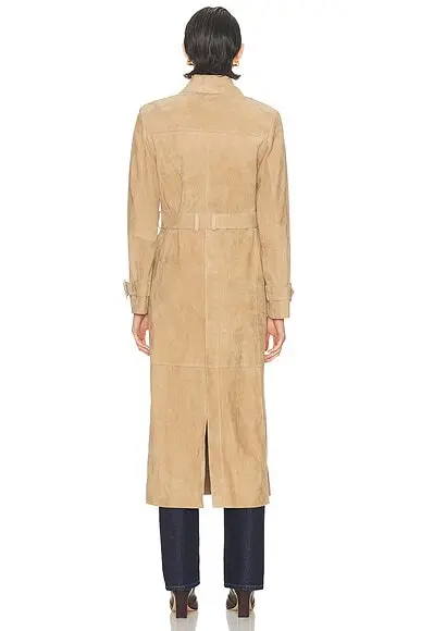 Nour Hammour Tailored Suede Trench Coat