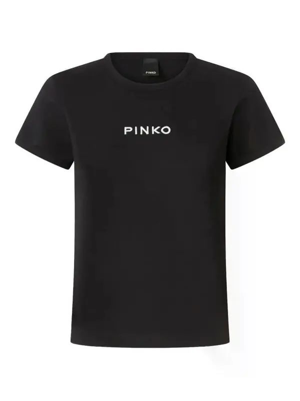 Pinko Logo-embroidered Cotton T-shirt - Black