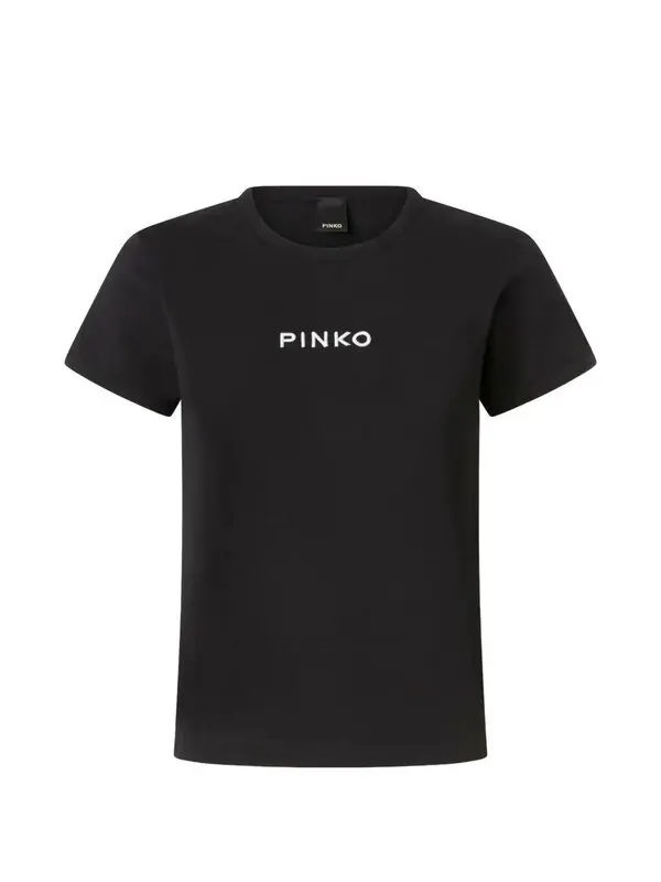 Pinko Logo-embroidered Cotton T-shirt - Black