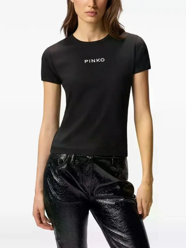 Pinko Logo-embroidered Cotton T-shirt