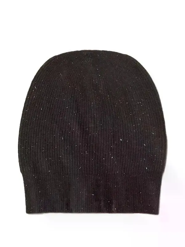 Peserico Ribbed Glitter Beanie - Brown