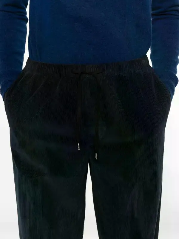 CELLAR DOOR Drawstring Corduroy Trousers - Black
